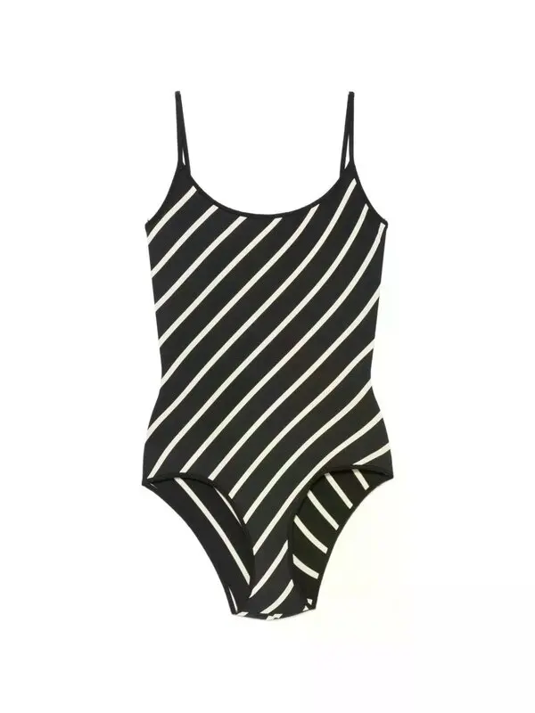 LAURA URBINATI Diagonal-stripe Swimsuit - Black