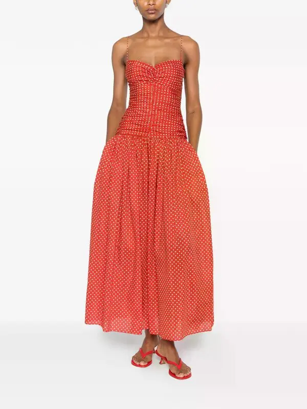 Matteau Gathered Polka Dot Midi Dress
