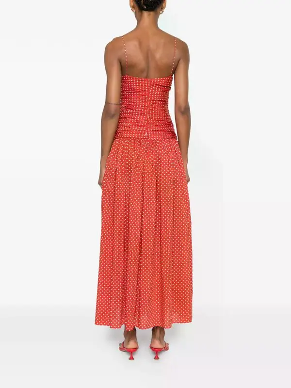 Matteau Gathered Polka Dot Midi Dress