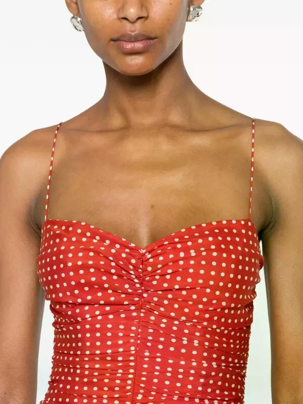 Matteau Gathered Polka Dot Midi Dress