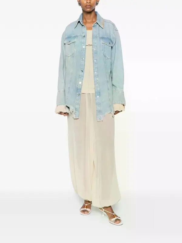 Blumarine Embroidered Logo Denim Shirt