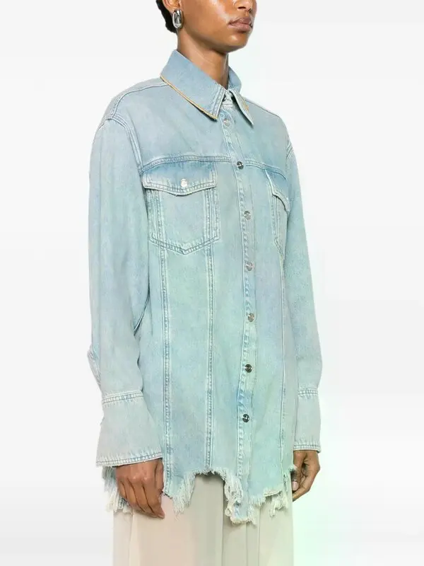 Blumarine Embroidered Logo Denim Shirt