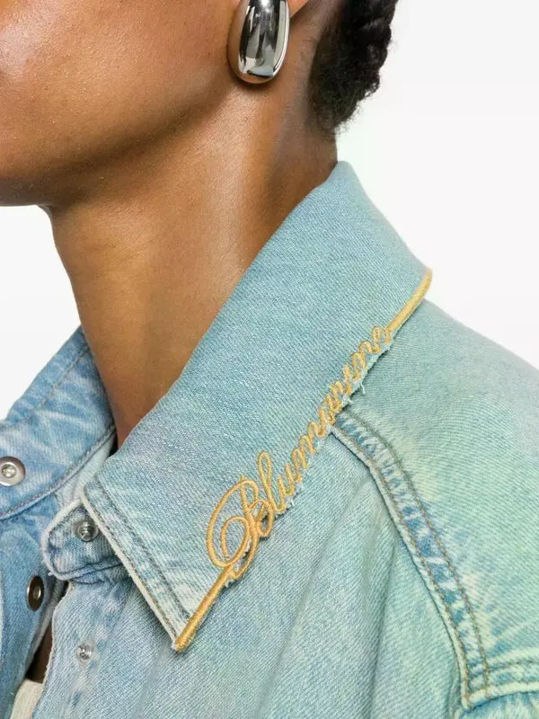 Blumarine Embroidered Logo Denim Shirt