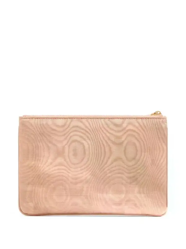 Valentino Garavani Vlogo Signature Clutch In Moiré Fabric With Jewel Logo - Pink