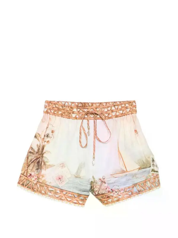 Zimmermann Mahon Island Linen Shorts - Neutrals