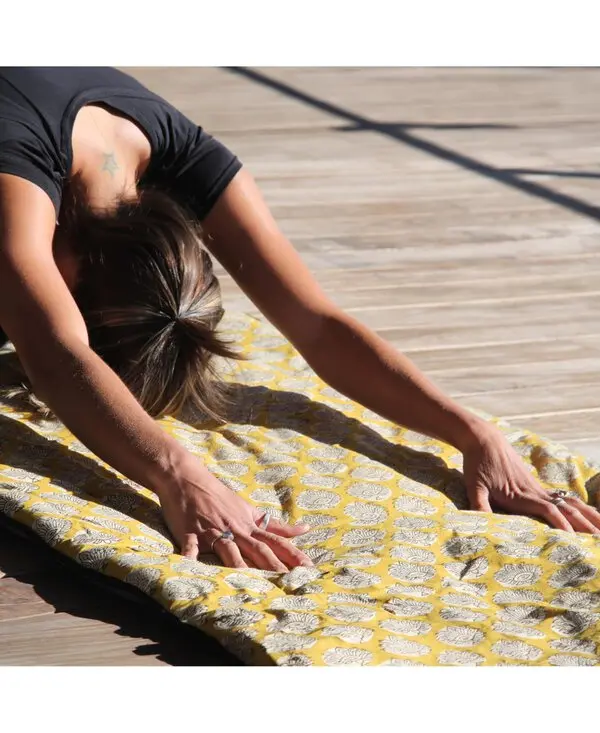 VERVE CULTURE Block Print Yoga Mat And Towel Set