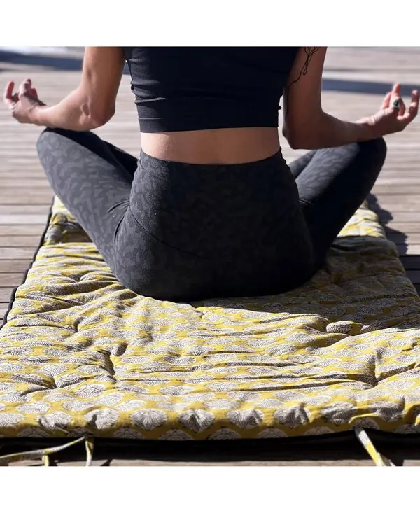 VERVE CULTURE Block Print Yoga Mat And Towel Set