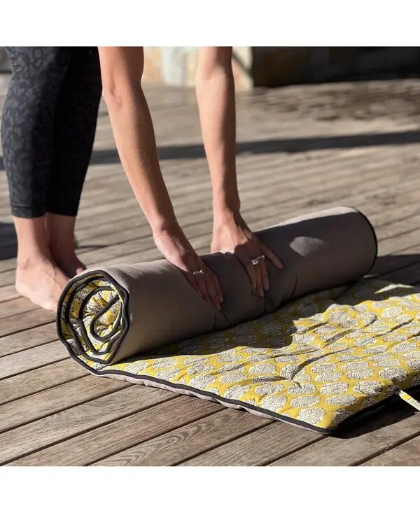 VERVE CULTURE Block Print Yoga Mat And Towel Set