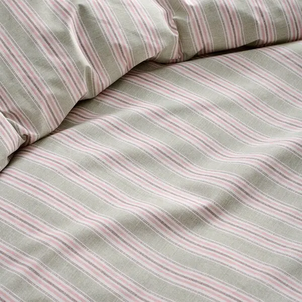 CHRISTY Calder Stripe Cotton Percale 4 Piece Bedding Set - Green
