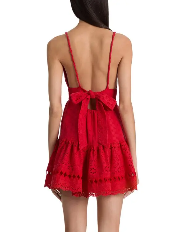 Alice + Olivia Lorene Embroidered Eyelet Mini Dress