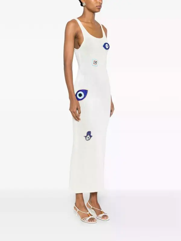 LESLIE AMON Embellished Knit Midi Dress