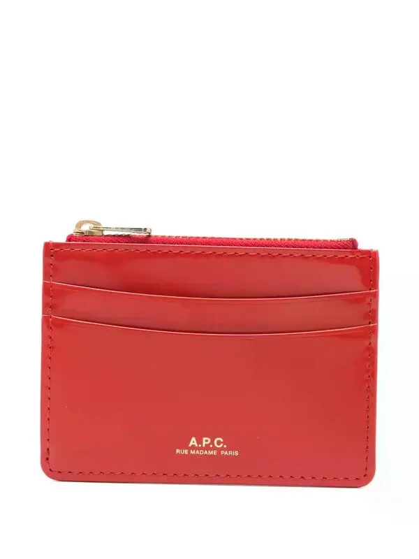 A.p.c. Logo-print Zip-fastening Card Holder - Red