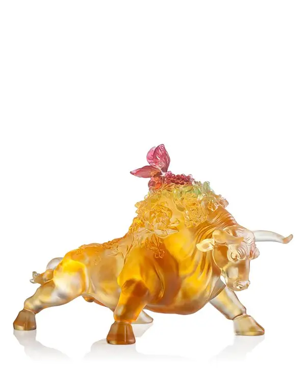 LIULI Step Into Prosperity Limited Edition Crystal Glass Sculpture - Amber/gold/red