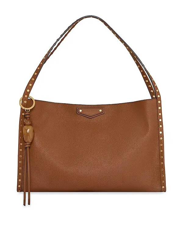 Rebecca Minkoff Dylan Studded Leather Shoulder Bag - Chestnut