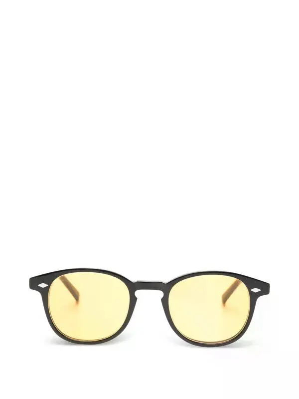 LESCA Round Frame Sunglasses - Black