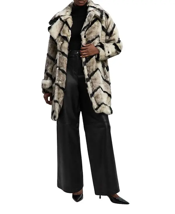 Karen Millen Faux Fur Belted Longline Coat