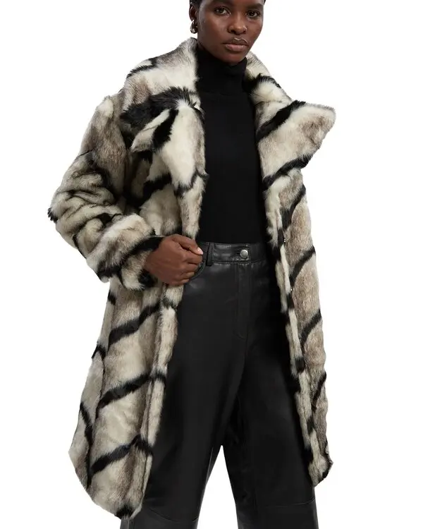 Karen Millen Faux Fur Belted Longline Coat