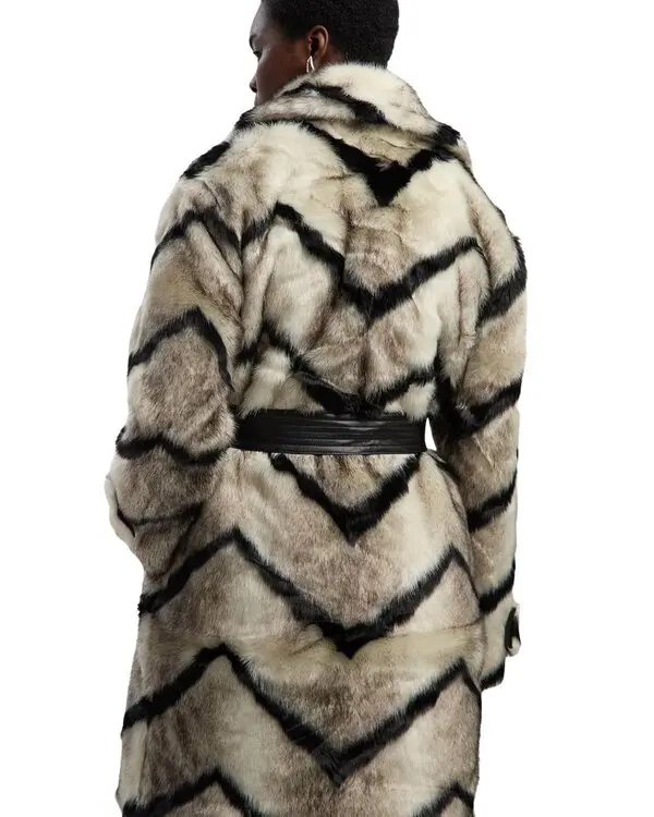 Karen Millen Faux Fur Belted Longline Coat