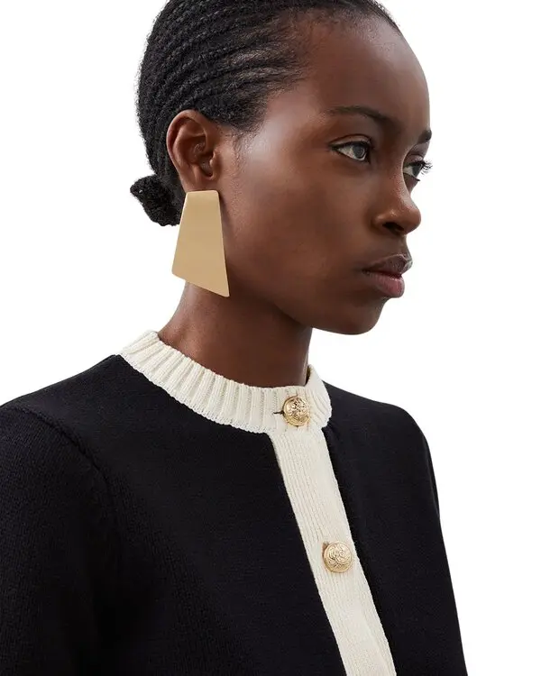 Karen Millen Cotton Cropped Knit Boxy Cardigan