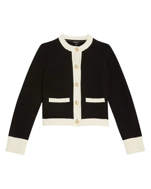 Karen Millen Cotton Cropped Knit Boxy Cardigan