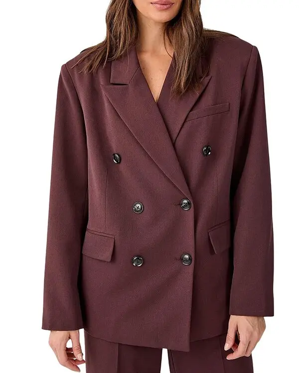 Nasty Gal Double Breasted Oversized Blazer - Chocolate