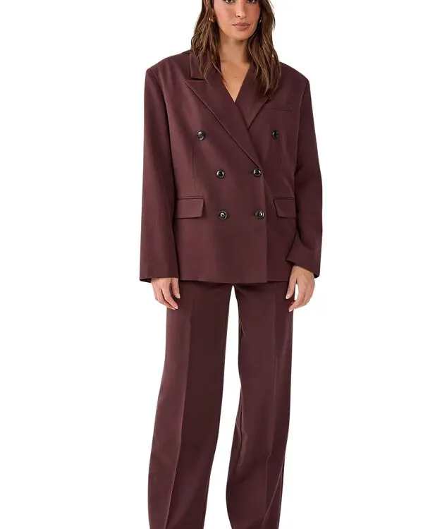 Nasty Gal Double Breasted Oversized Blazer - Chocolate