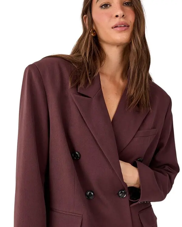 Nasty Gal Double Breasted Oversized Blazer - Chocolate