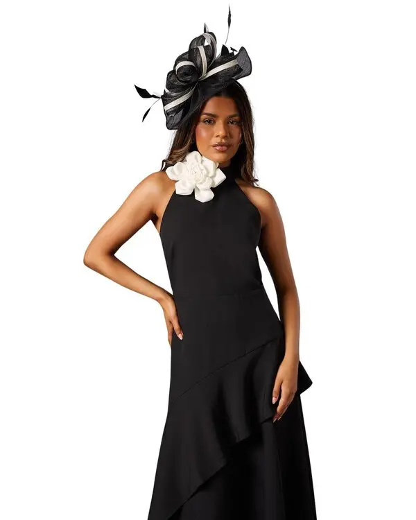 Coast Petite High Neck Corsage Midi Dress