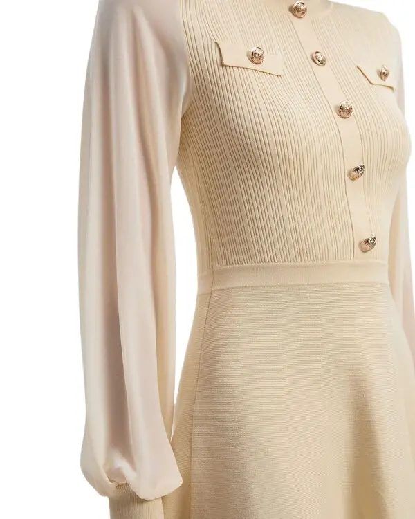 Karen Millen Chiffon Sleeve Military Knit Mini Dress