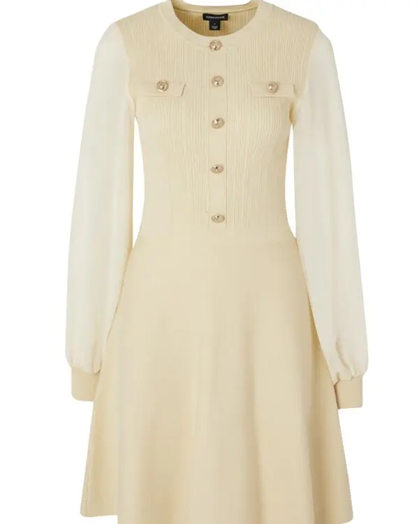 Karen Millen Chiffon Sleeve Military Knit Mini Dress