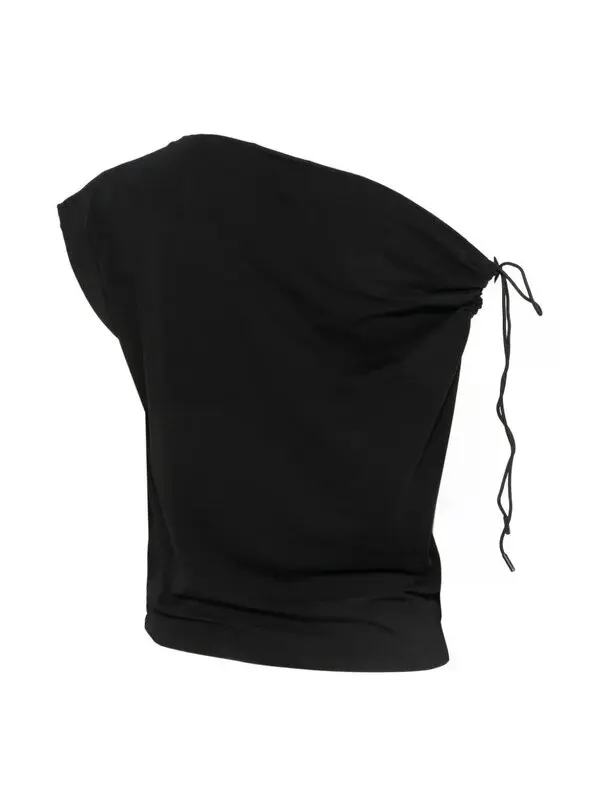 Alpha Studio Asymmetric Neck Ruched Top