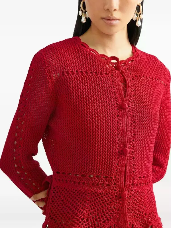 Erdem Crochet Peplum Cardigan
