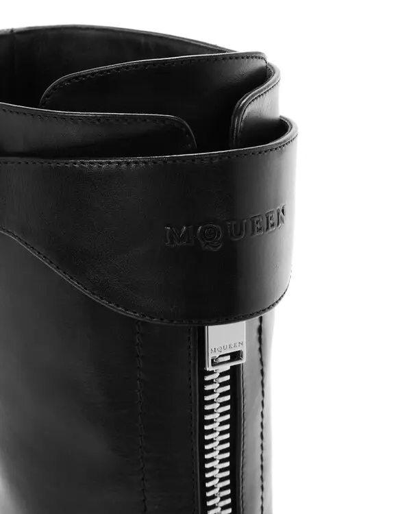 Alexander McQueen Leather Buckled Zip-up Boots