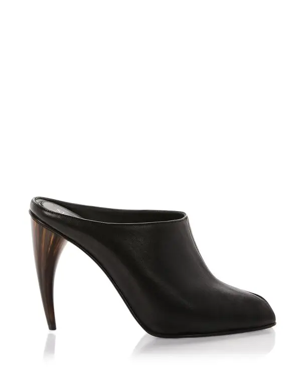 Alexander McQueen Leather Mules With Sculptural Heel - Black