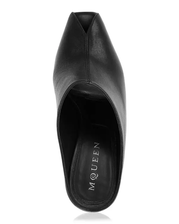 Alexander McQueen Leather Mules With Sculptural Heel - Black