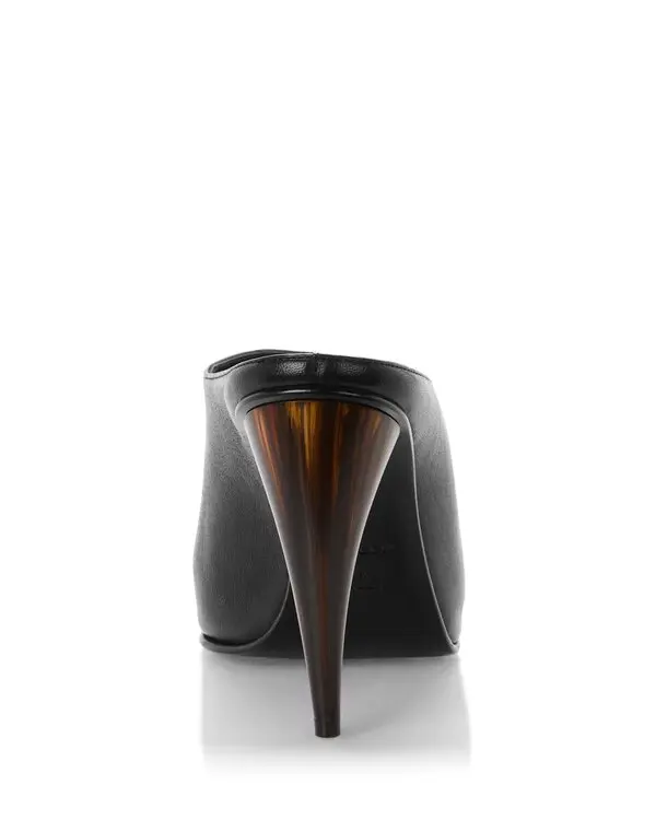 Alexander McQueen Leather Mules With Sculptural Heel - Black