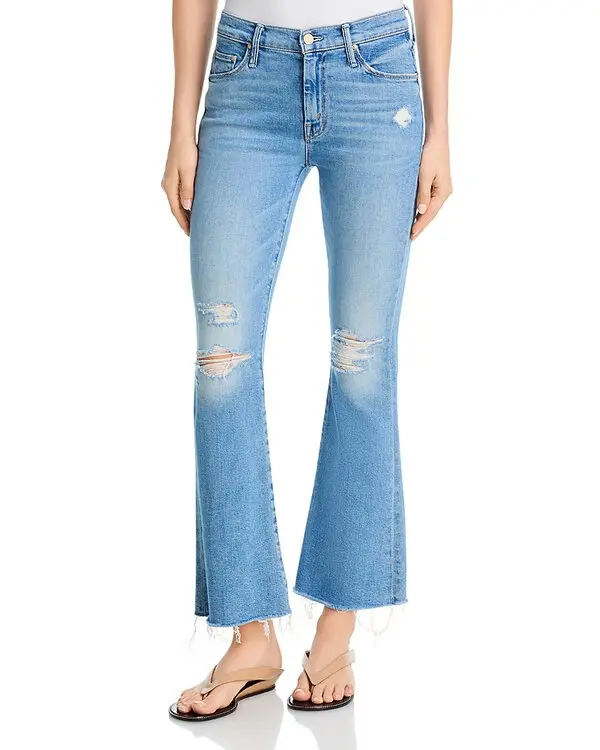 MOTHER Lil Weekender Frayed Flare Jeans