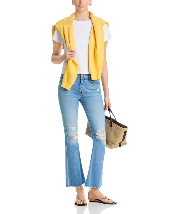 MOTHER Lil Weekender Frayed Flare Jeans