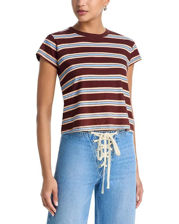 MOTHER The Boxy Goodie Goodie Tee - Jer Rum Raisin Stripe