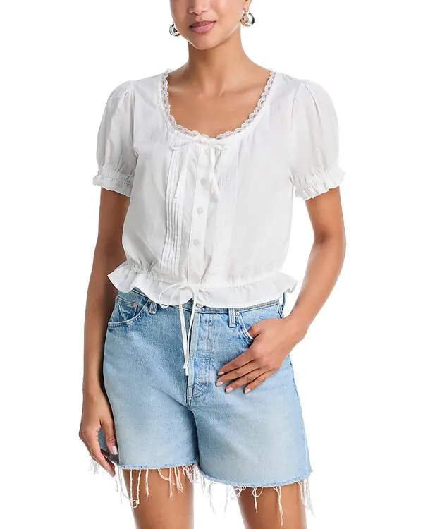 MOTHER The Love Letter Puff Top - White
