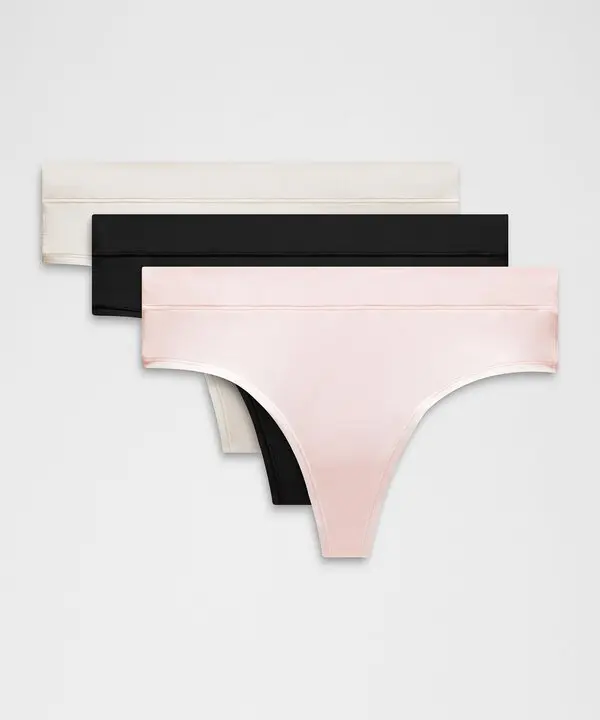 Lululemon Underease High-rise Thong Underwear 3 Pack - Black/light Ivory/pink Pearl