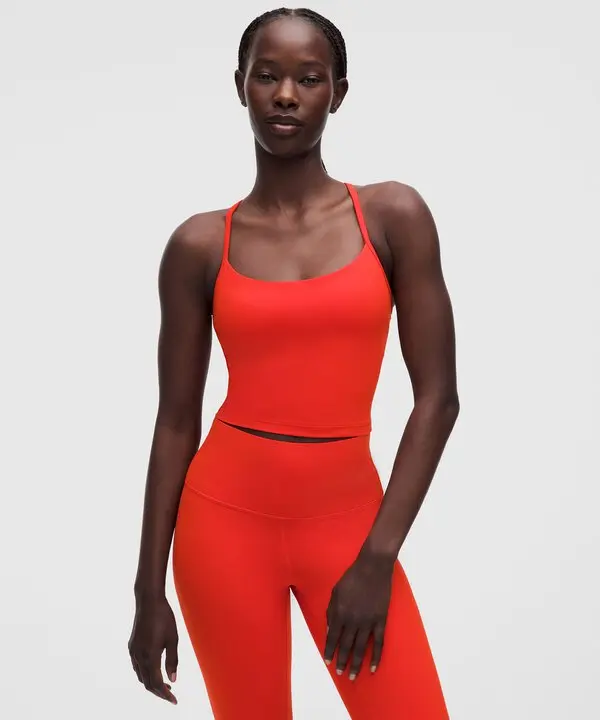 Lululemon Flow Y Cropped Tank Top - Cherry Ember