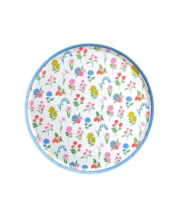 JOLLITY & CO In Bloom Floral Paper Dessert Plates, Set Of 8 - Floral Dessert Plates
