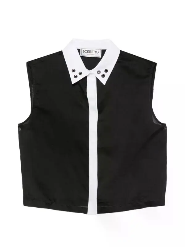 Iceberg Eyelet Embellished Sleeveless Cropped Blouse