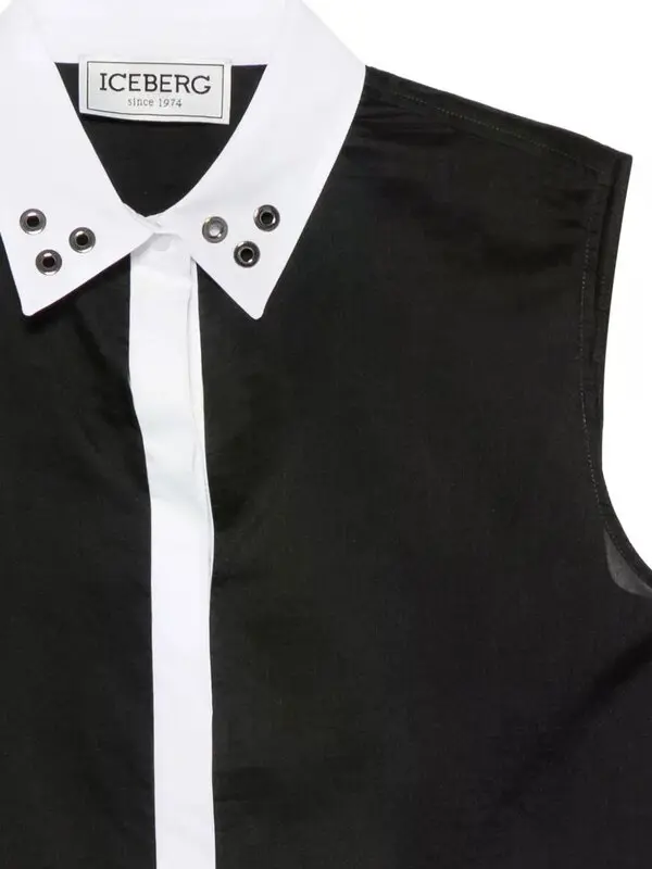 Iceberg Eyelet Embellished Sleeveless Cropped Blouse