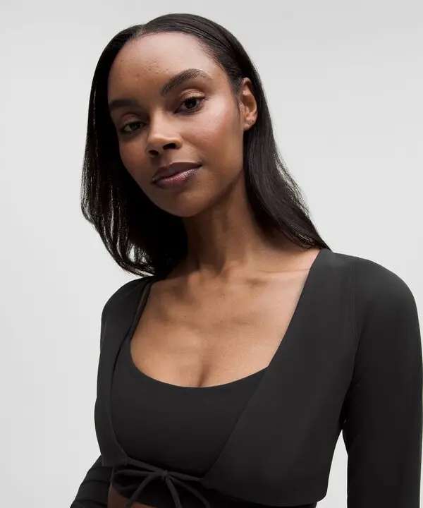 Lululemon Nulu Mesh-back Tie-front Cropped Cardigan - Black