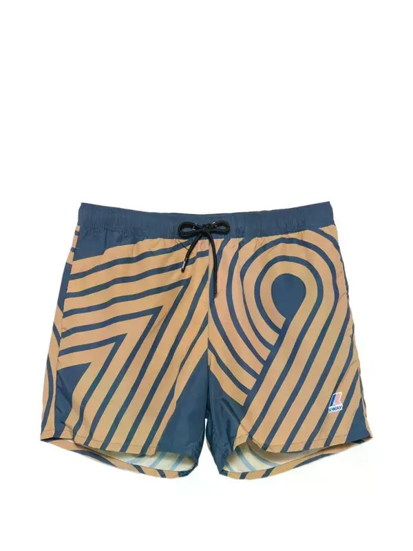 K-WAY Printed Drawstring Swim Shorts - Blue