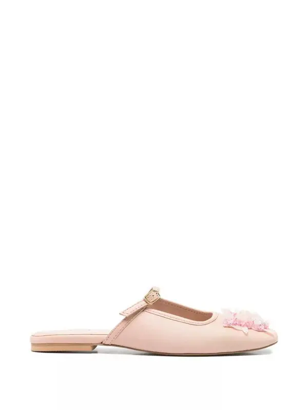 PSOPHIA Butterfly-embroidered Buckled Mules