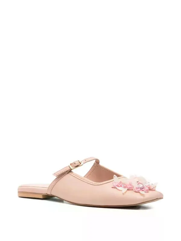 PSOPHIA Butterfly-embroidered Buckled Mules