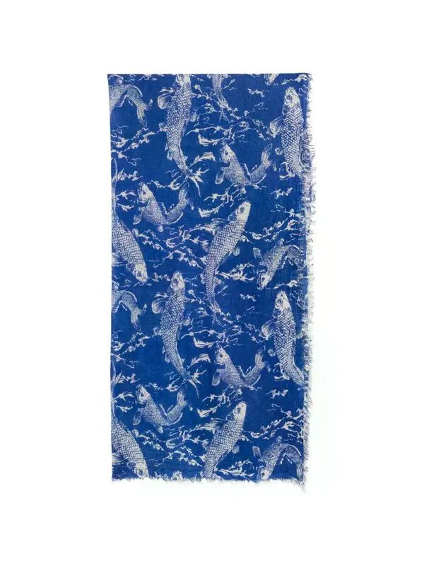 MOULETA Fish-print Scarf - Blue